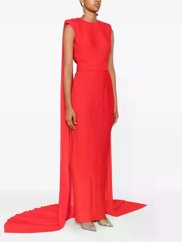 Solace London Tavia Pleated Belted Maxi Dress