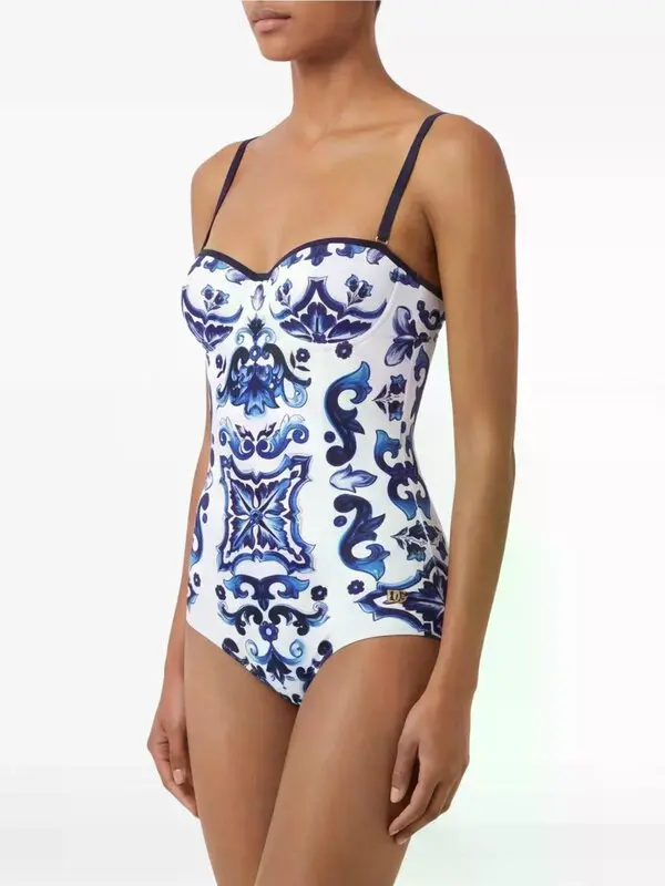 Dolce & Gabbana Majolica Print Underwired Swimsuit