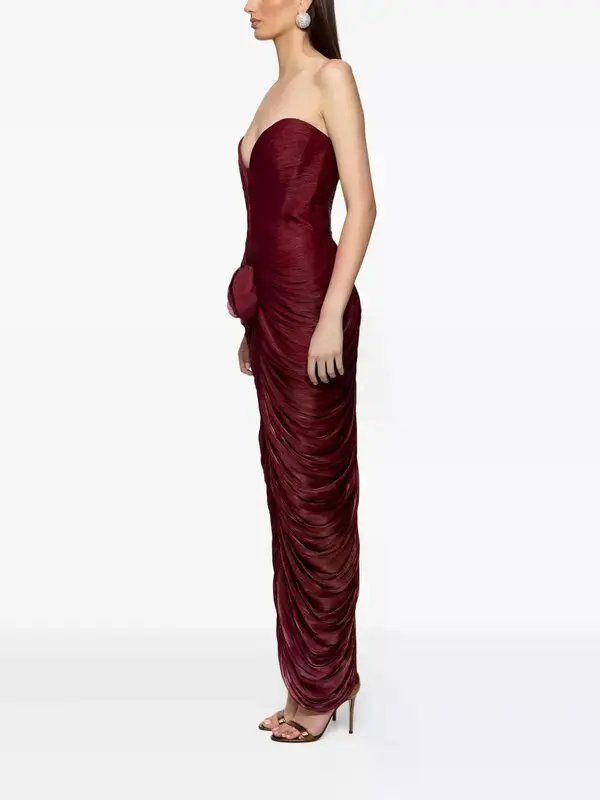 ANA RADU Rose-embellished Pleated Dress