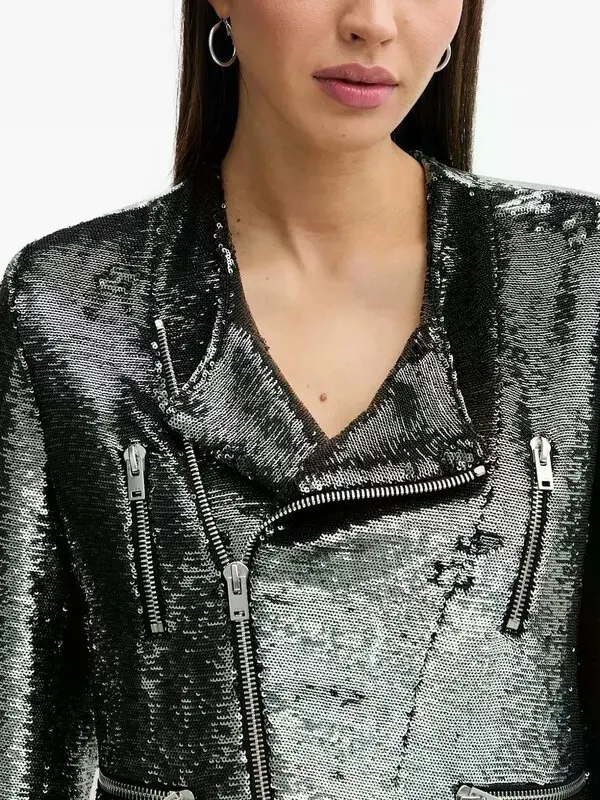 IRO PARIS Luzia Sequin-embellished Biker Jacket - Grey