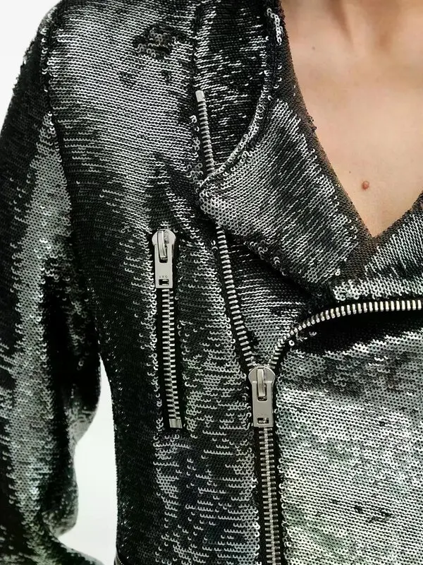 IRO PARIS Luzia Sequin-embellished Biker Jacket - Grey