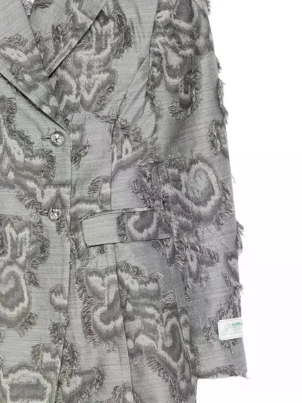 GANNI Cloud-print Coat With Frayed Edges
