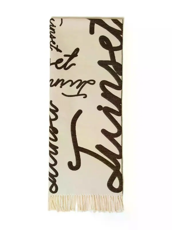 TWINSET Lettering-print Fringed Scarf - Neutrals