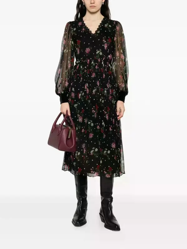 NISSA Floral-print Pleated Mini Dress