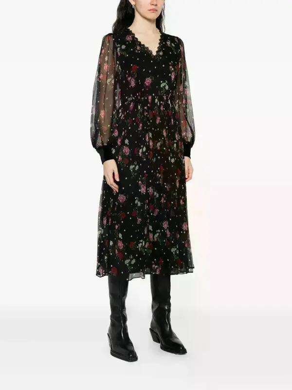 NISSA Floral-print Pleated Mini Dress