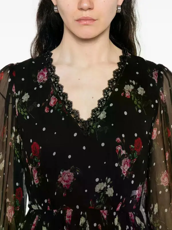 NISSA Floral-print Pleated Mini Dress