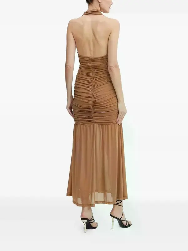 Bardot Halter Neck Ruched Dress