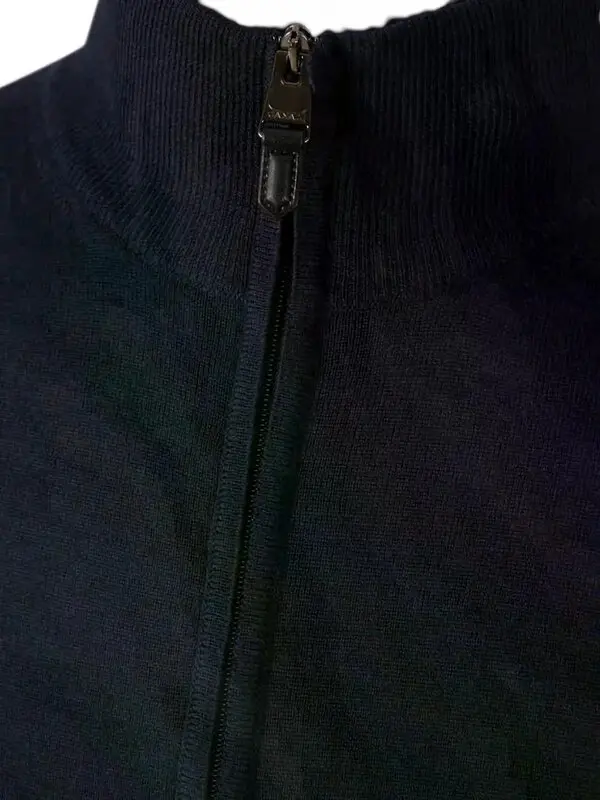 Canali High-neck Zip-front Cardigan - Blue