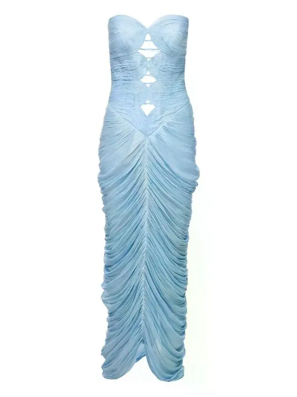 ANA RADU Cut-out Draped Midi Dress - Blue