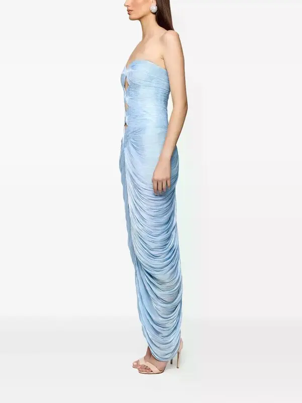ANA RADU Cut-out Draped Midi Dress - Blue