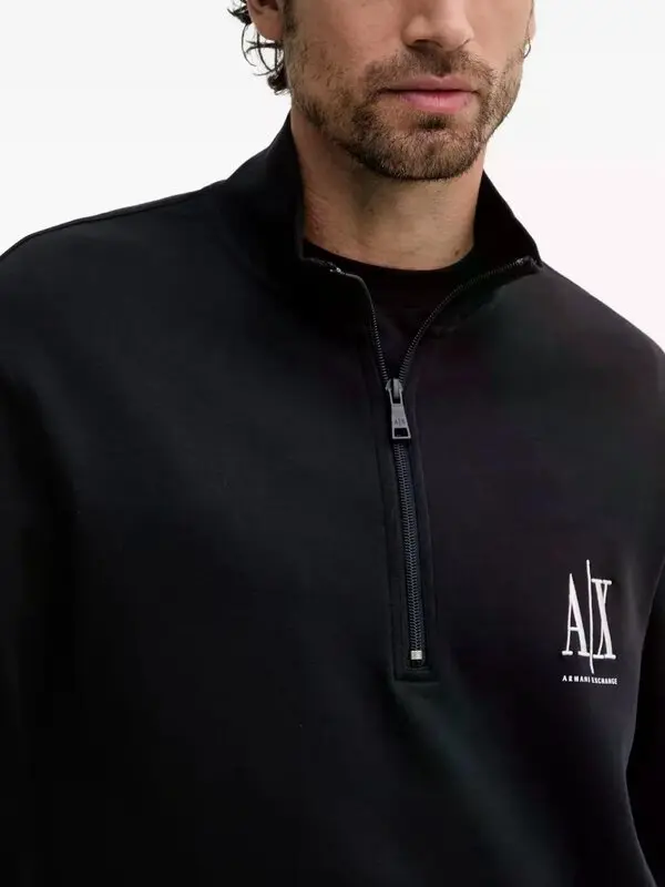 Armani Exchange Half-zip Sweatshirt With Embroidered Logo