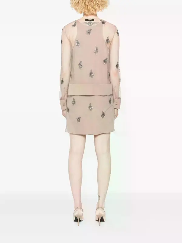 Fendi Embroidered Tulle Mini Dress