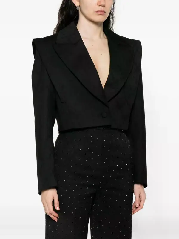 NISSA Padded-shoulder Cropped Jacket