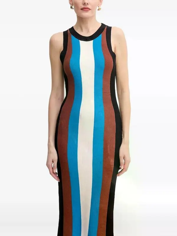 SILVIAN HEACH Striped Fringe Maxi Dress - Blue