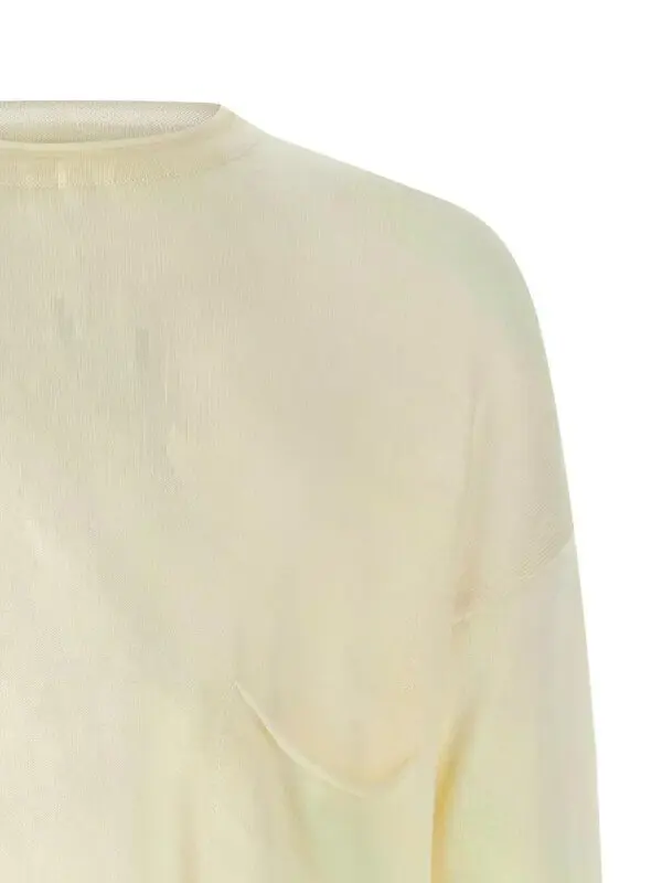 MA'RY'YA Pocket Round Neck Sweater - Neutrals