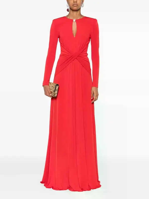 NISSA Keyhole-neck Maxi Dress - Red
