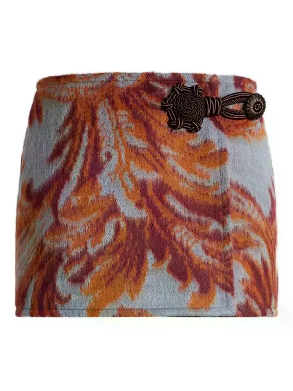 Etro Leaf Print Belted Mini Skirt