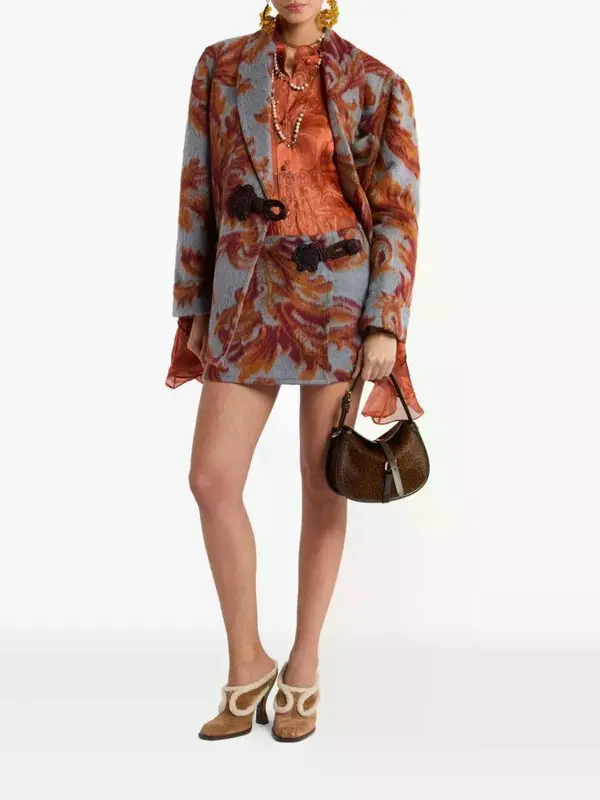 Etro Leaf Print Belted Mini Skirt