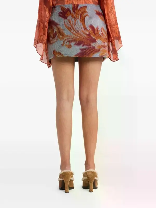 Etro Leaf Print Belted Mini Skirt