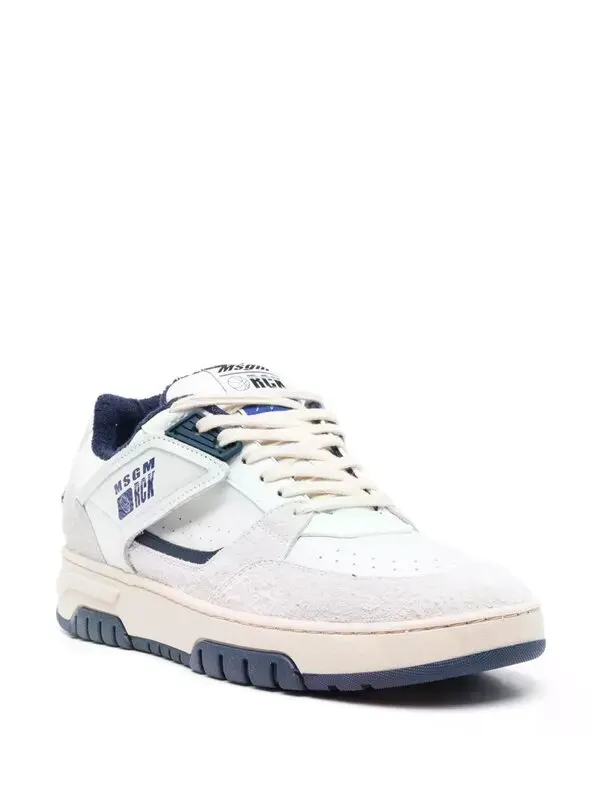 MSGM Colour-block Panelled Leather Sneakers - White