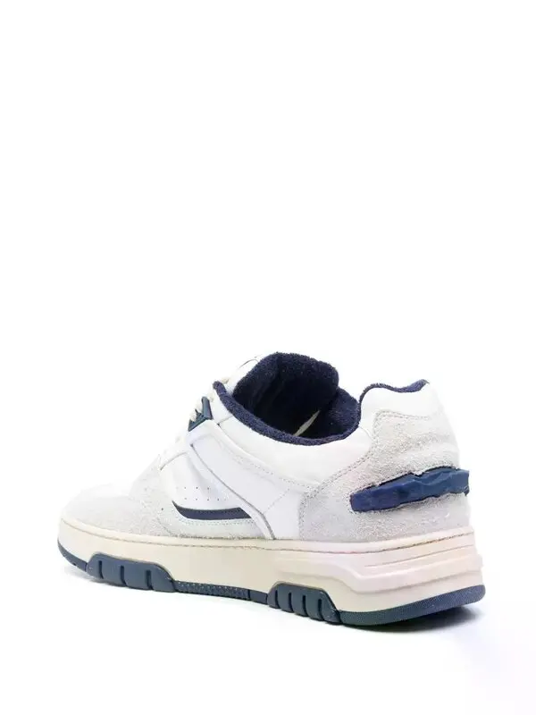 MSGM Colour-block Panelled Leather Sneakers - White