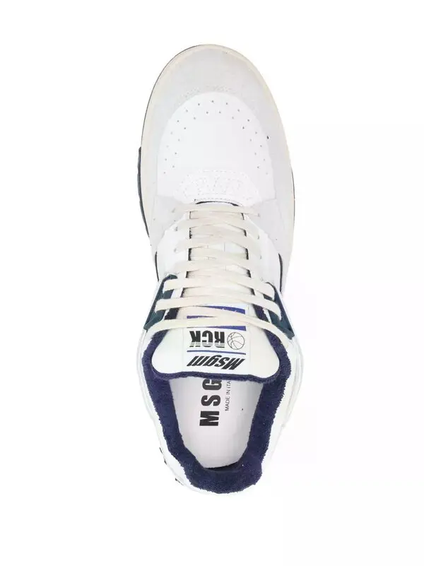 MSGM Colour-block Panelled Leather Sneakers - White