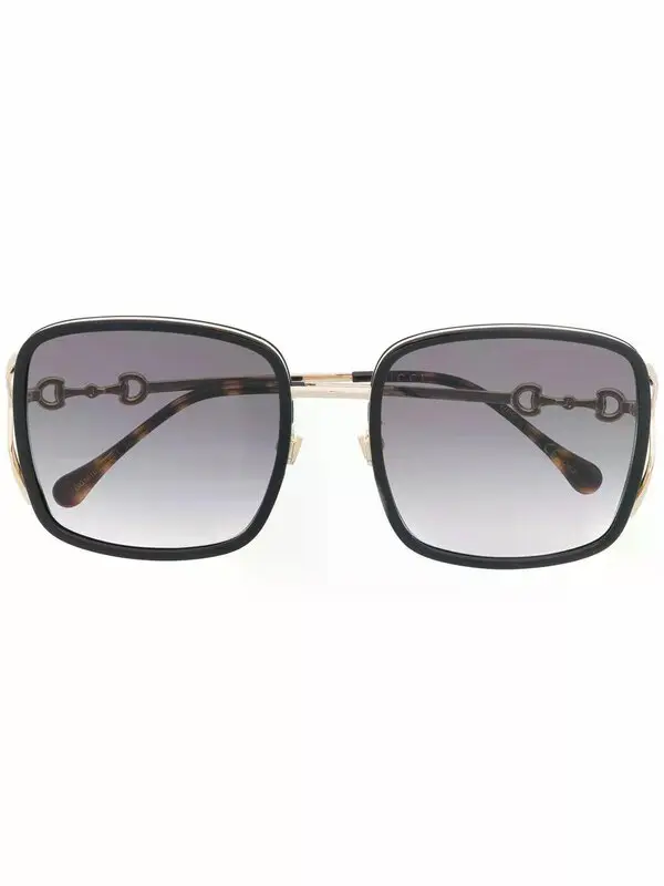 Gucci Horsebit Square-frame Sunglasses - Black