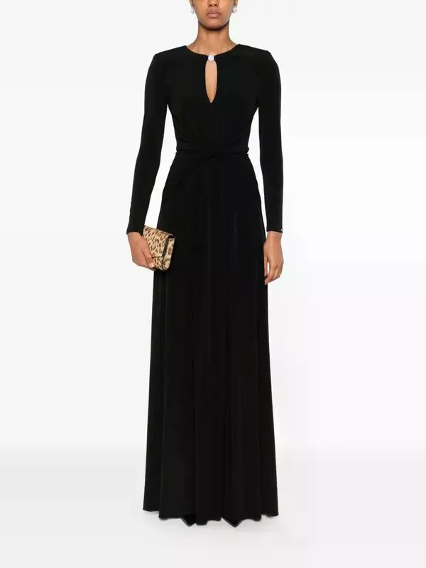 NISSA Crystal-detail Maxi Dress - Black