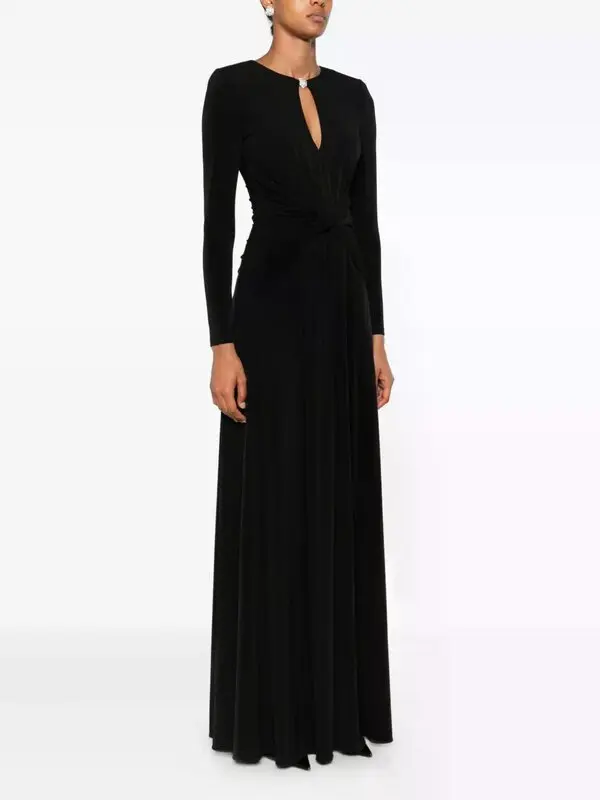 NISSA Crystal-detail Maxi Dress - Black