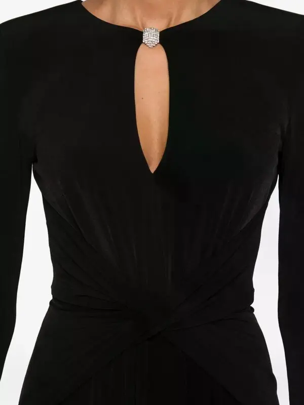 NISSA Crystal-detail Maxi Dress - Black