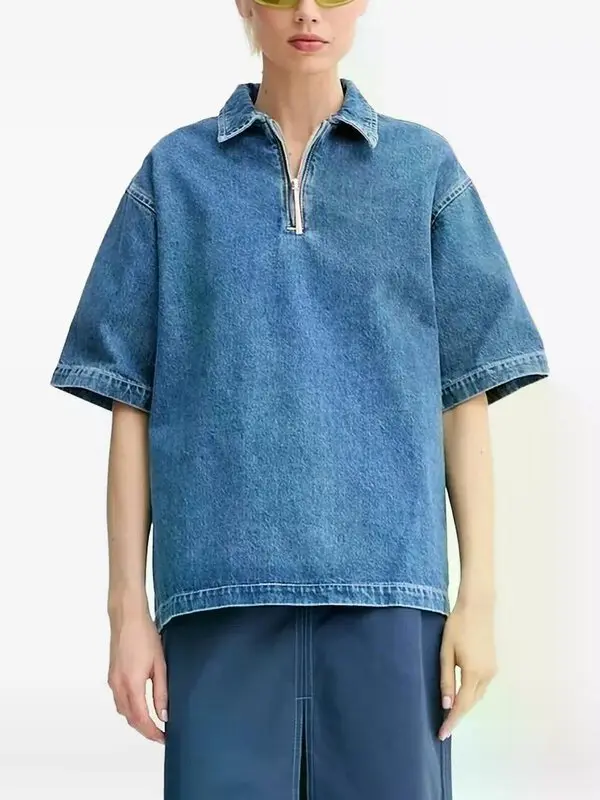 Sunnei Half-zip Denim Top