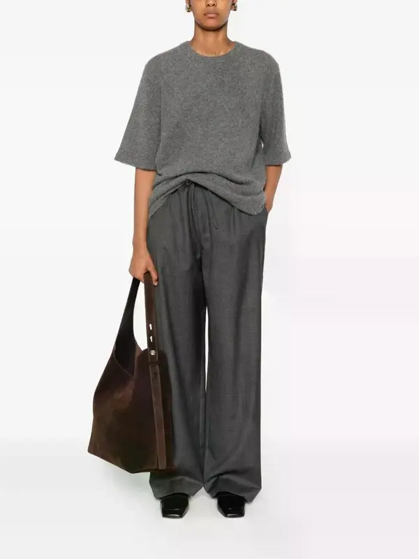 Loulou De Saison Wool Drawstring Trousers - Grey