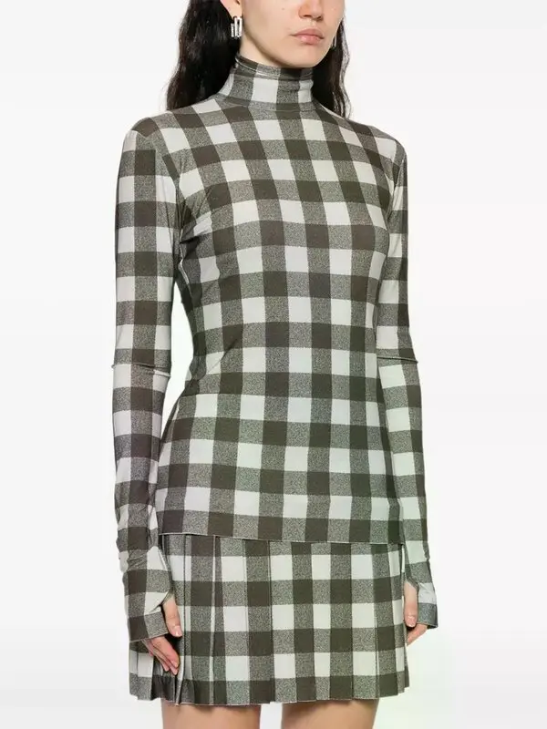 Norma Kamali Checked Turtleneck Top