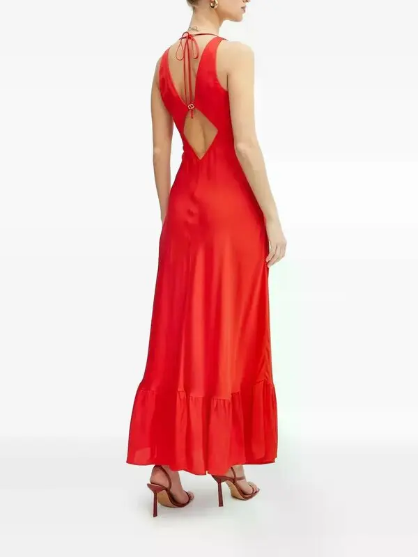 TWINSET Plunge-neck Frill-hem Maxi Dress