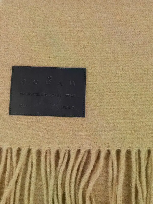 Hogan Logo-patch Fringed-edges Scarf - Neutrals