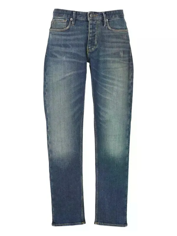 Emporio Armani Distressed Five-pocket Jeans