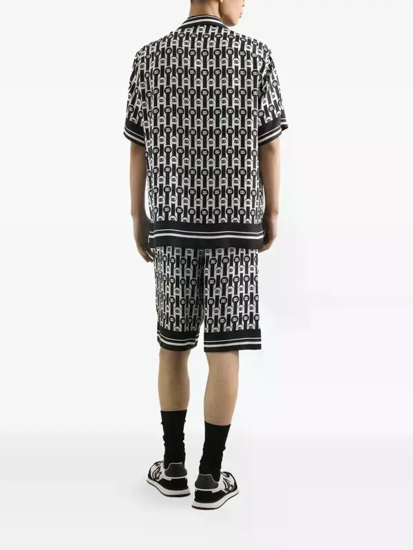 Dolce & Gabbana Patterned Silk Shorts - Black