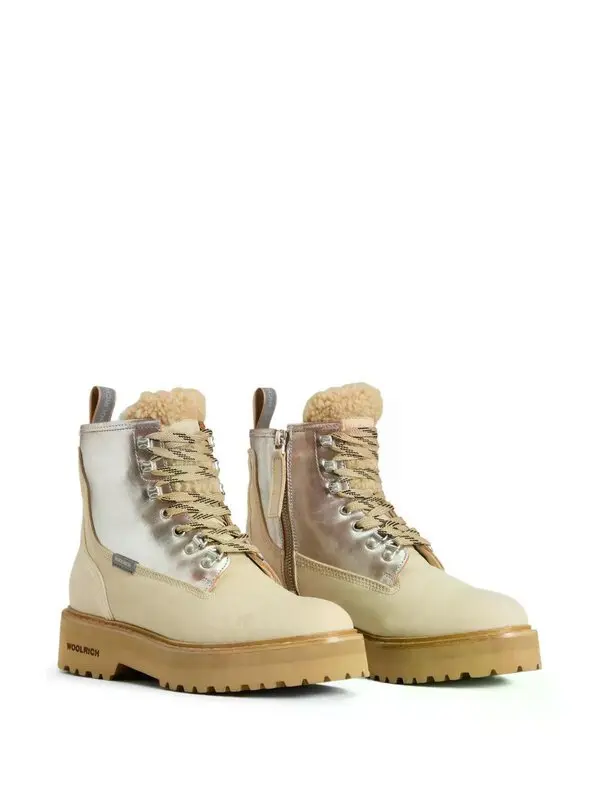 Woolrich Lace-up Combat Boots With Metallic Panelling