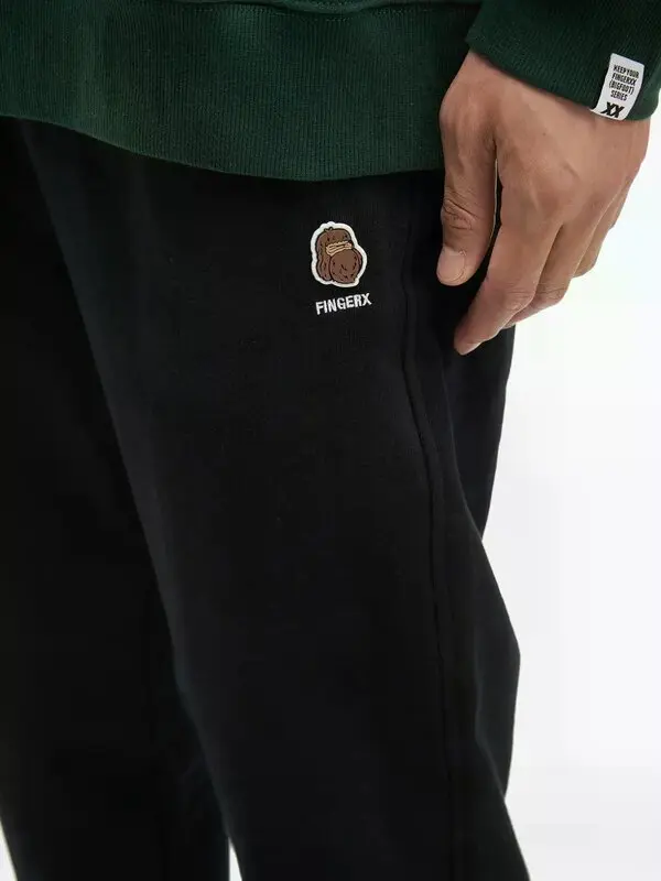 FINGERCROXX Logo-patch Cuffed Joggers - Black