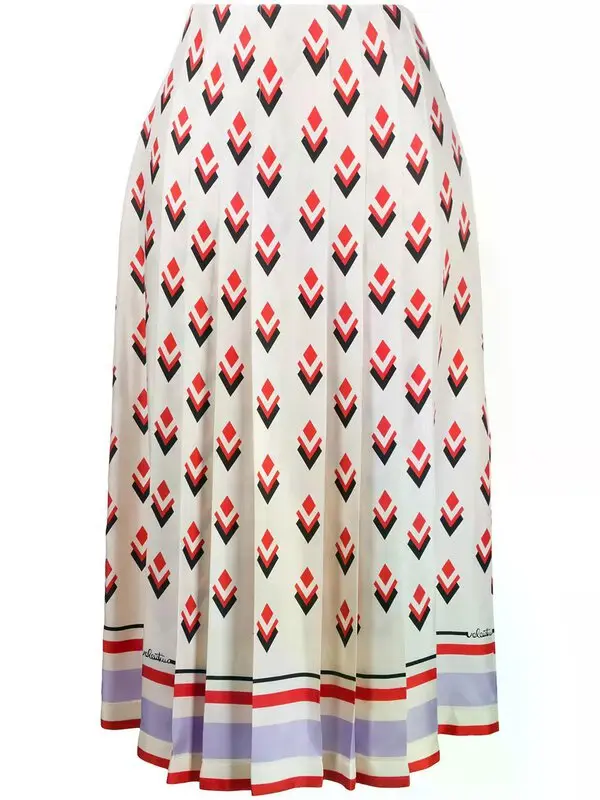 Valentino Garavani Pleated Graphic-print Skirt
