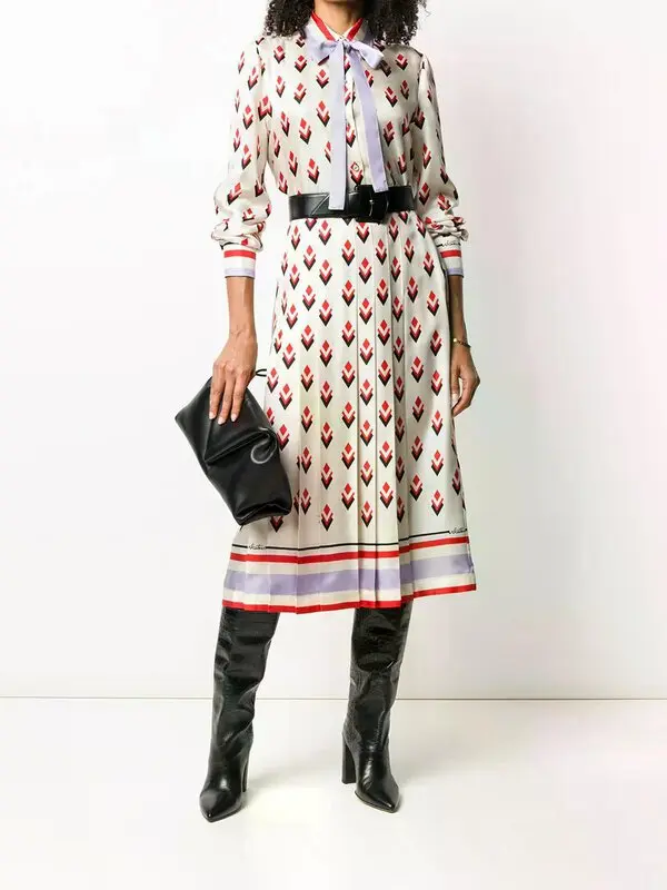 Valentino Garavani Pleated Graphic-print Skirt