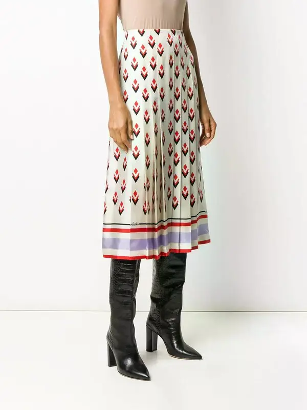 Valentino Garavani Pleated Graphic-print Skirt