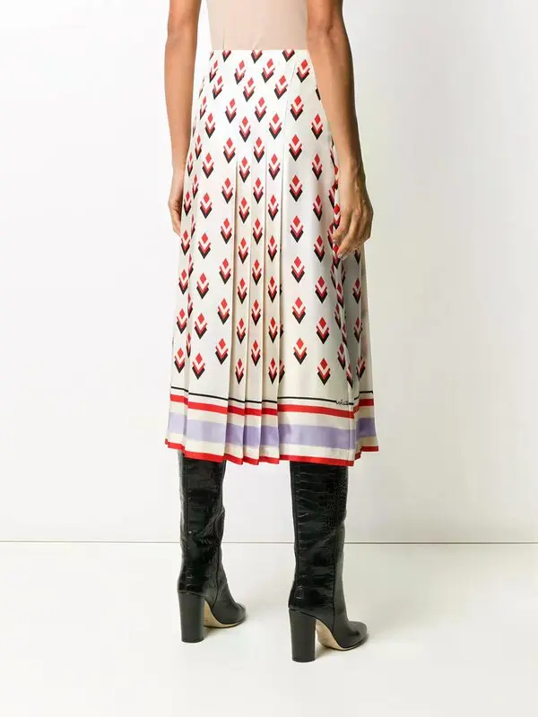 Valentino Garavani Pleated Graphic-print Skirt