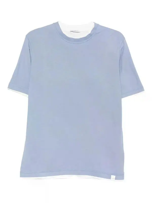 PAOLO PECORA Double-layered Cotton T-shirt - Blue