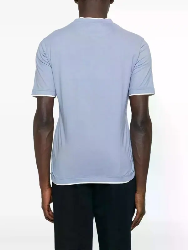 PAOLO PECORA Double-layered Cotton T-shirt - Blue