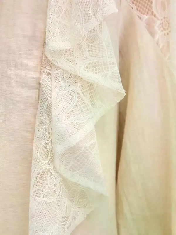 BRUUNS BAZAAR Lace-trimmed Ruffled Blouse