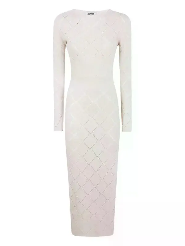TWINSET Diamond-pattern Knit Midi Dress