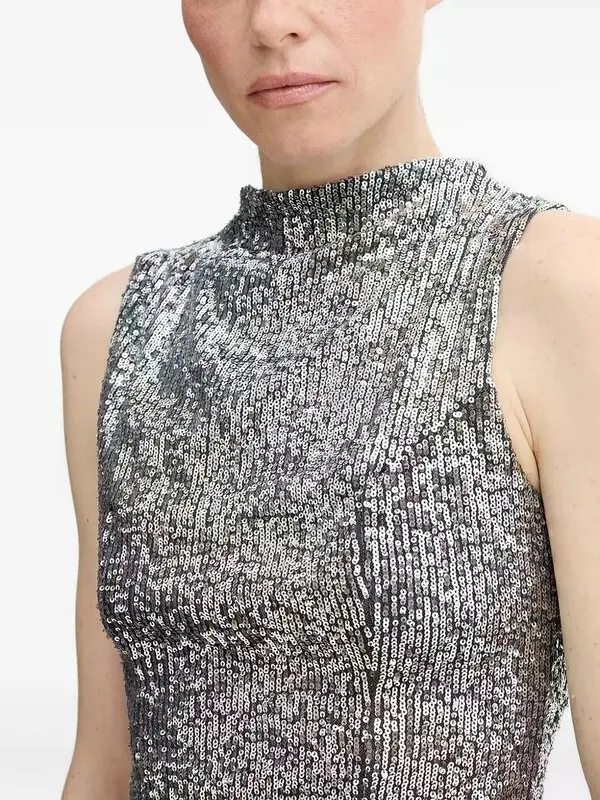 ALOHAS Sequin Embellished Mock Neck Top