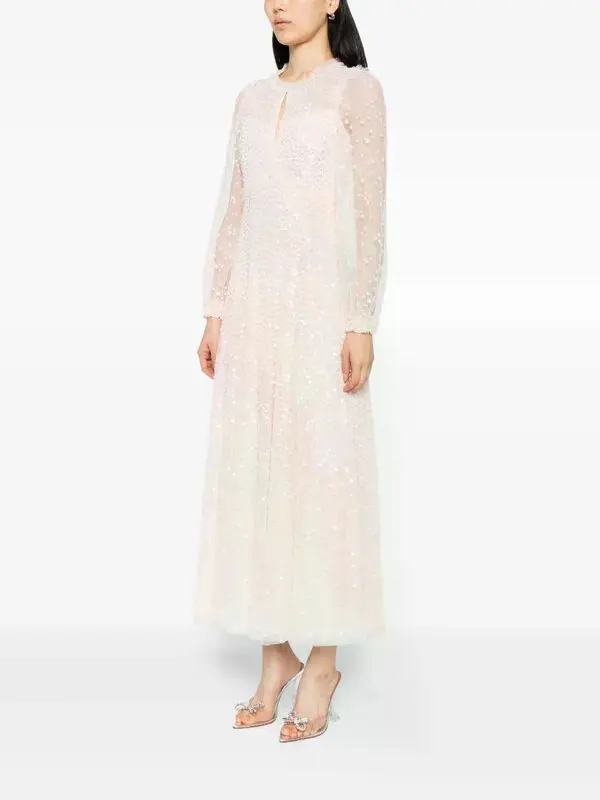 NEEDLE & THREAD Sequin-embellished Long Sleeve Dress