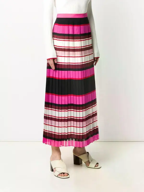 Valentino Garavani Striped Pleated Silk Skirt